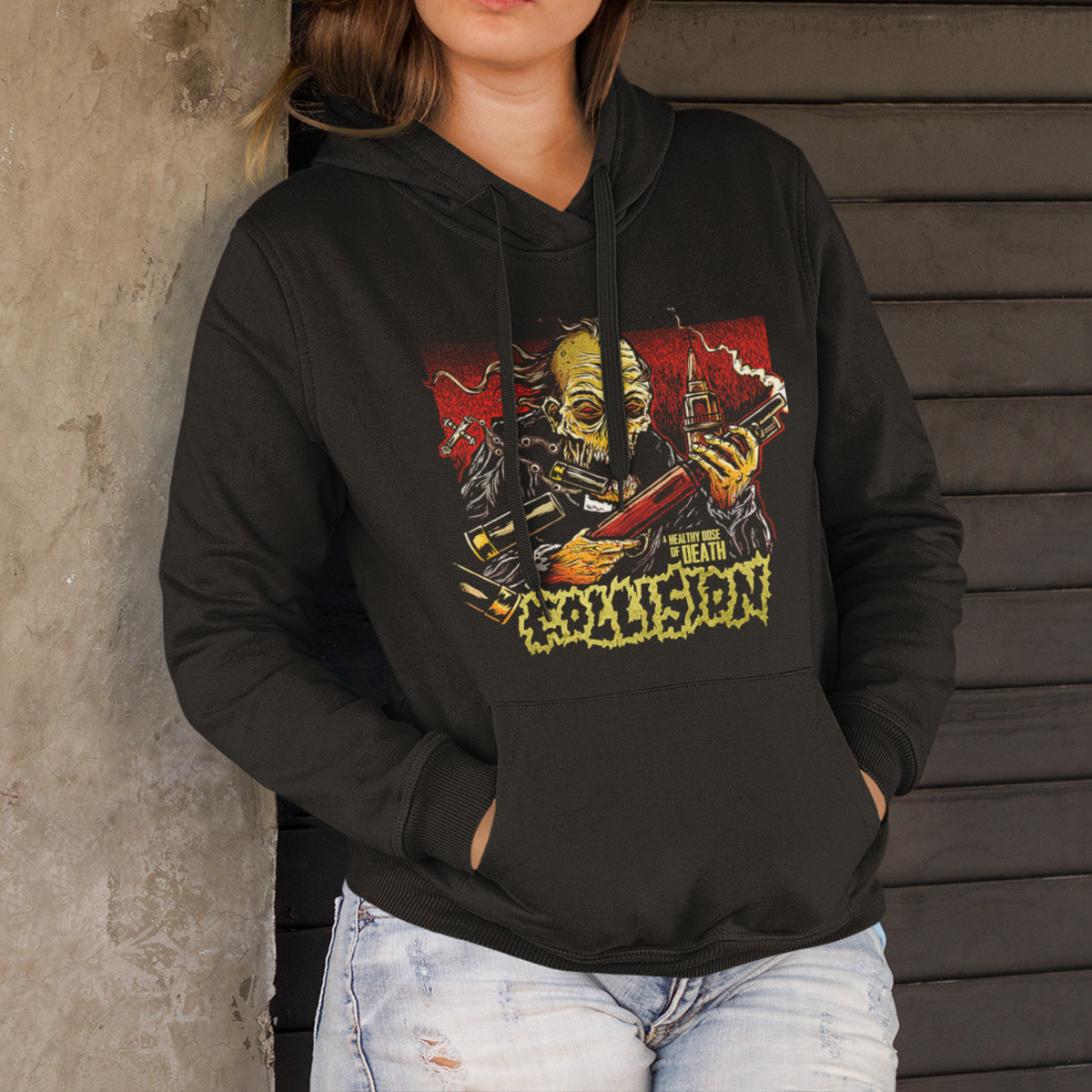 Collision Hoodie, Collision A Healthy Dose of Death Hooded Sweatshirt ...