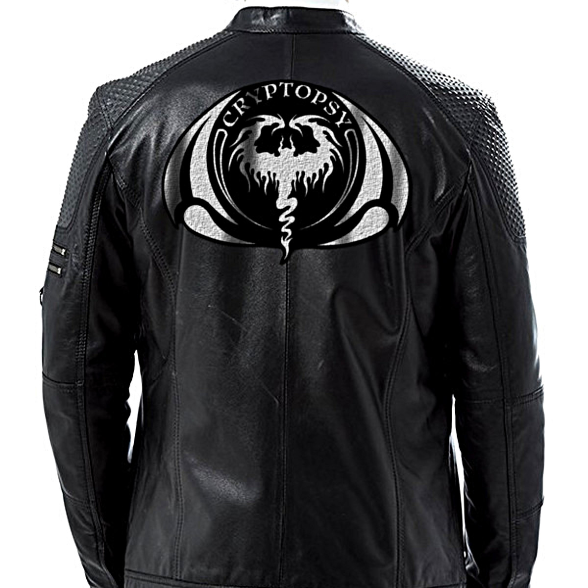 Cryptopsy Logo Patched Geniune Leather Jacket, Death Metal Merchandise ...