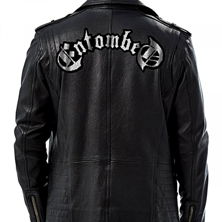 Entombed Logo Patched Geniune Leather Jacket, Death Metal Merchandise ...