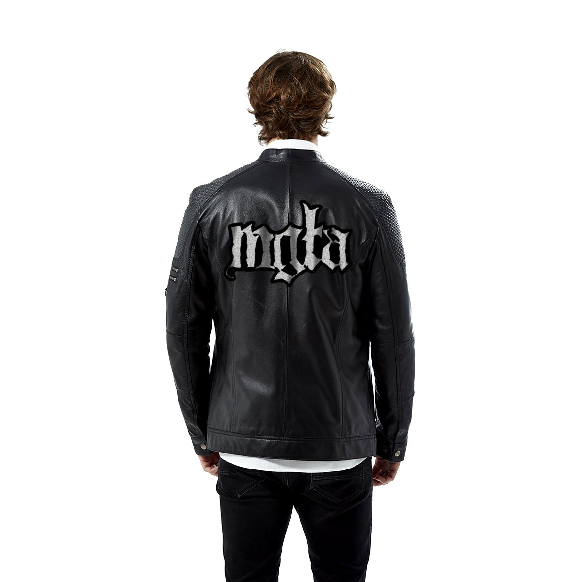 Mgla Logo Patched Geniune Leather Jacket, Black Metal Merchandise ...