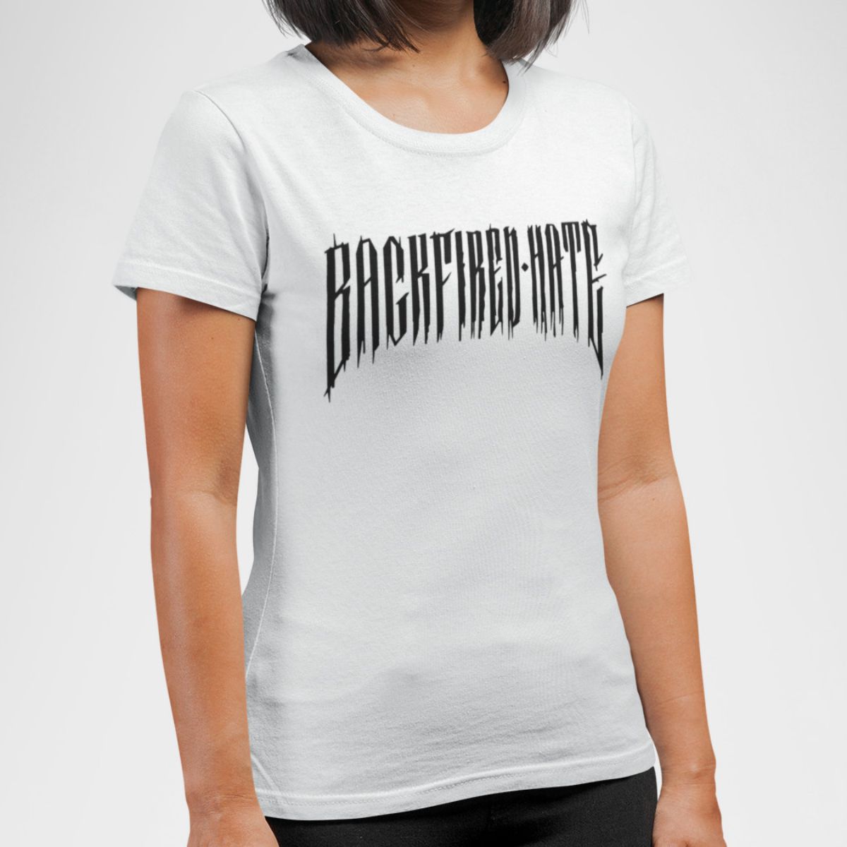 Backfired Hate Band T-Shirt, Backfired Hate Logo White Tee Shirt, Death ...