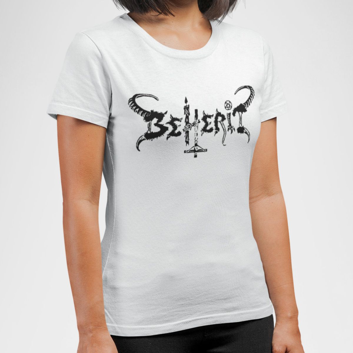 Beherit Band T-Shirt, Beherit Logo White Tee Shirt, Black Metal, Dark ...
