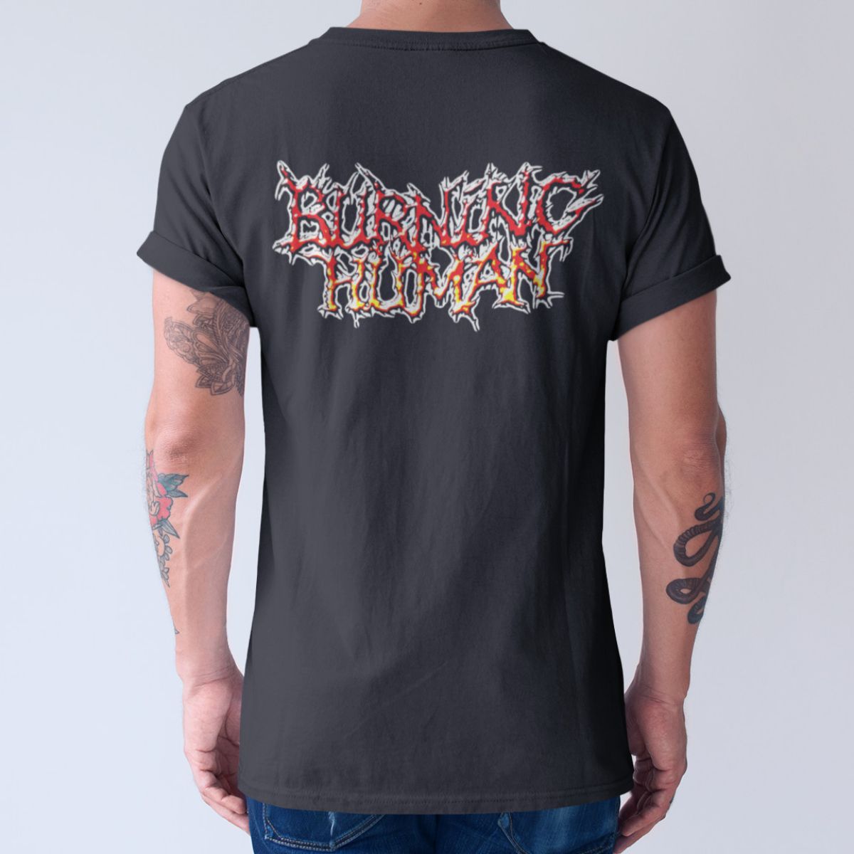 Burning Human Band T-Shirt, Burning Human Logo Black Tee Shirt, Death ...