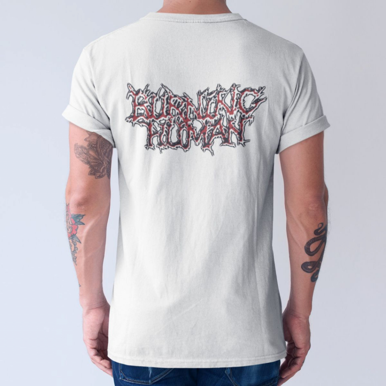 Burning Human Band T-Shirt, Burning Human Logo White Tee Shirt, Death ...
