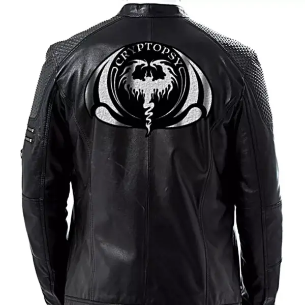 Cryptopsy Logo Patched Geniune Leather Jacket, Death Metal Merchandise ...